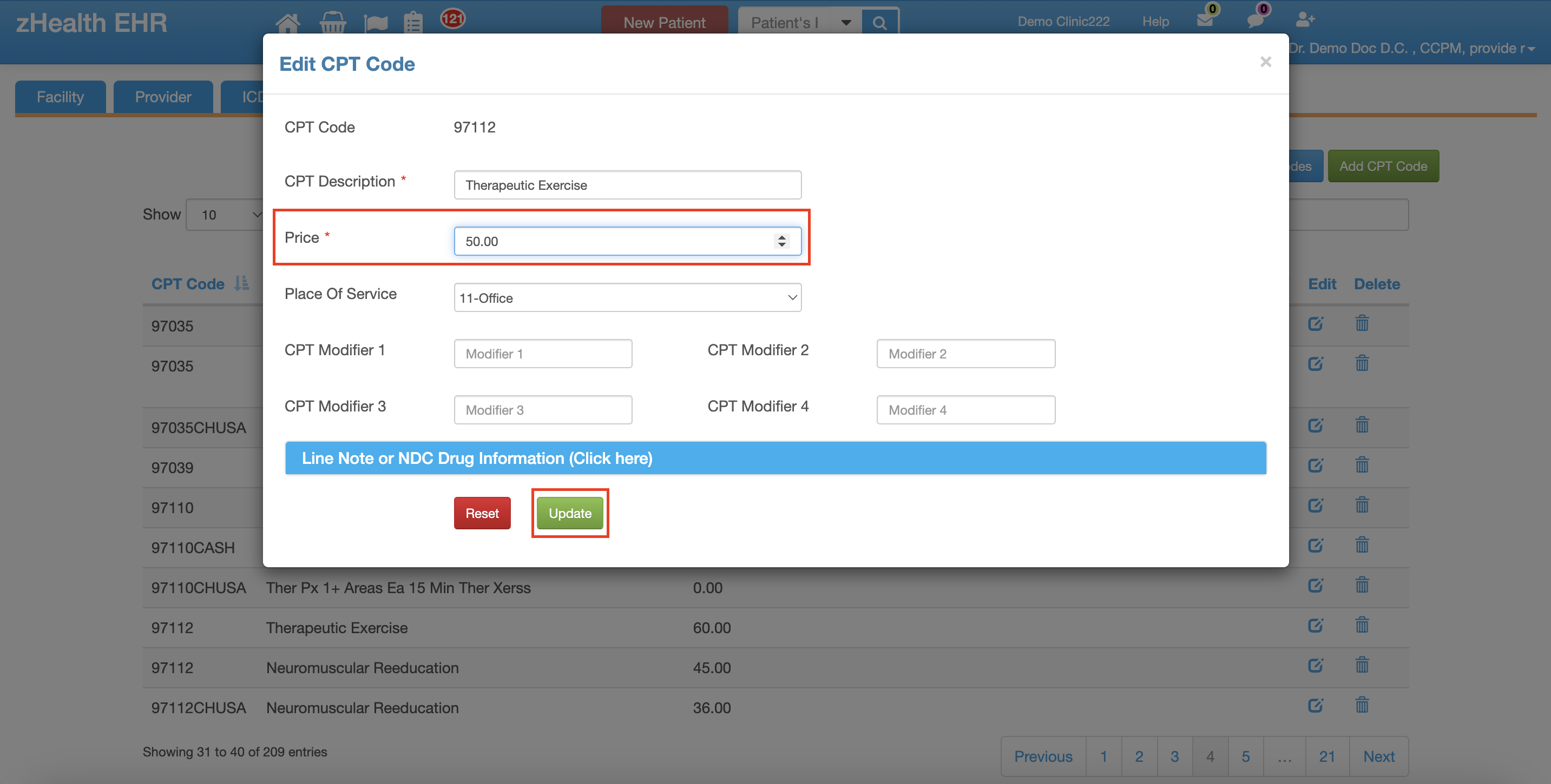 How to Change Price of a CPT Code